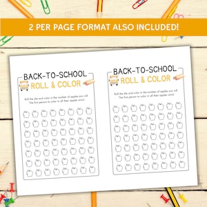 Printable Back to School Roll and Color Game - Game for Students ...