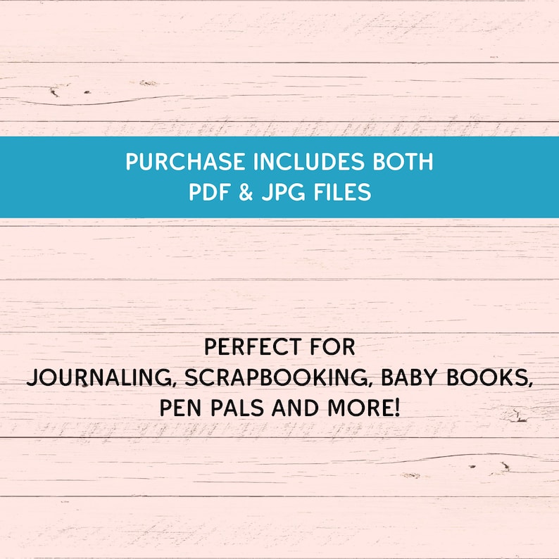 Cute Printable Baby Stationery - Digital Note Paper - Instant Download ...