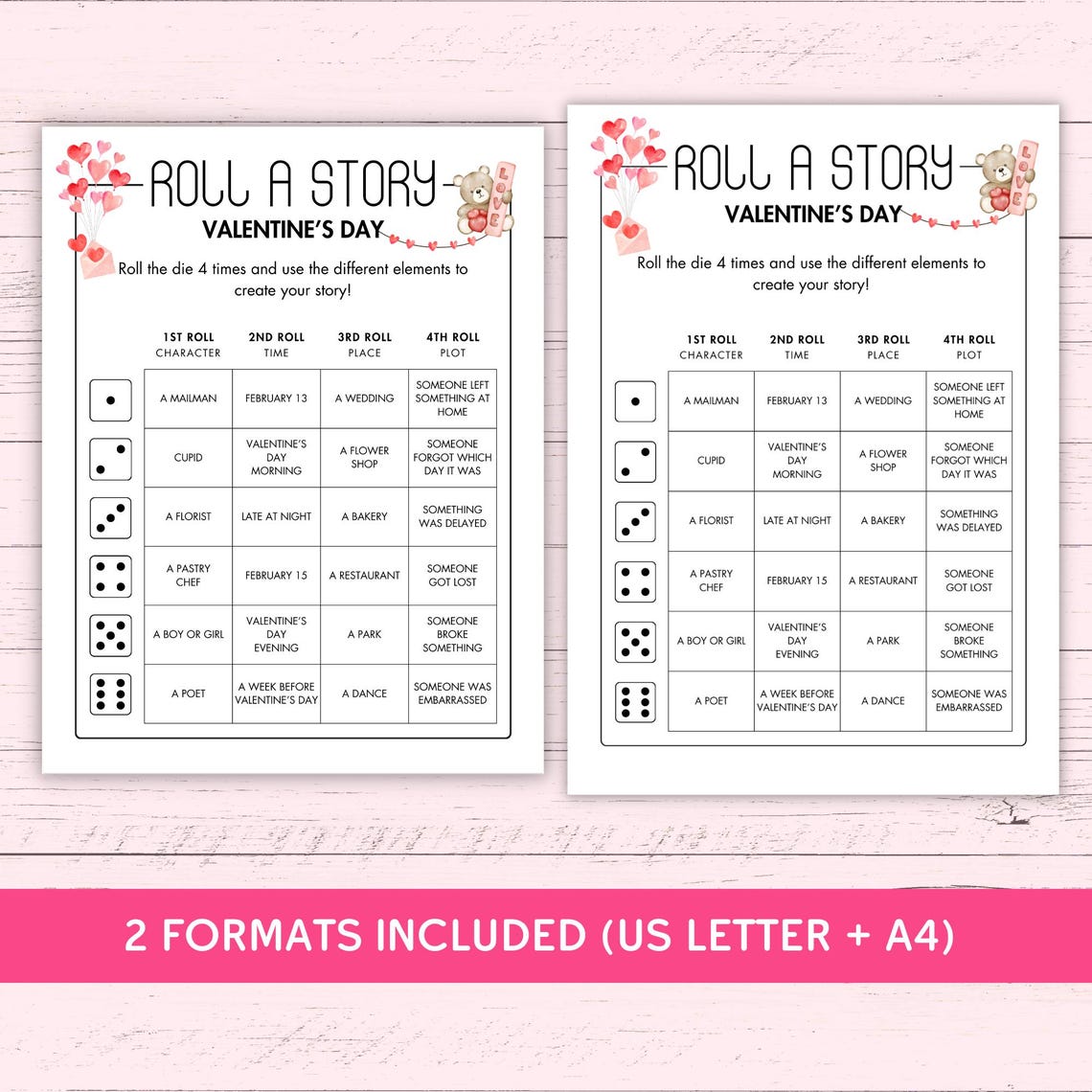 Valentine's Day Roll a Story - Creative Writing Prompt Activity ...