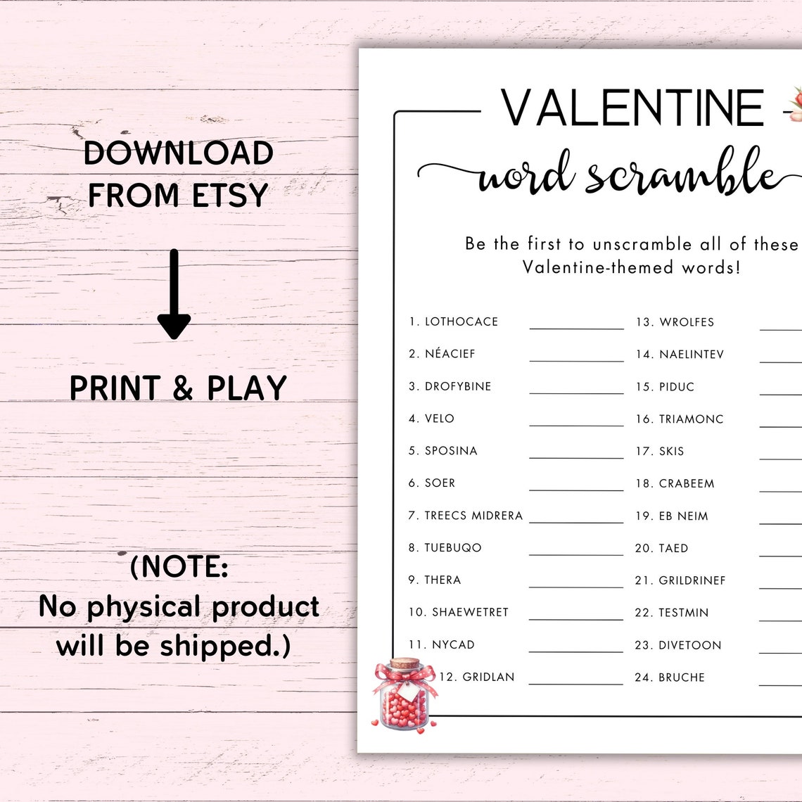 Valentine's Day Word Scramble - Printable Valentine Activity ...