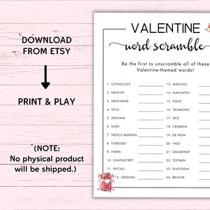 Valentine's Day Word Scramble - Printable Valentine Activity ...