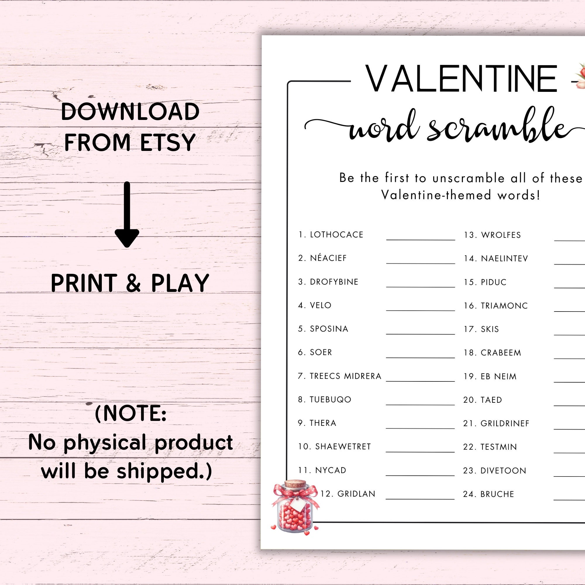 Valentine's Day Word Scramble - Printable Valentine Activity ...