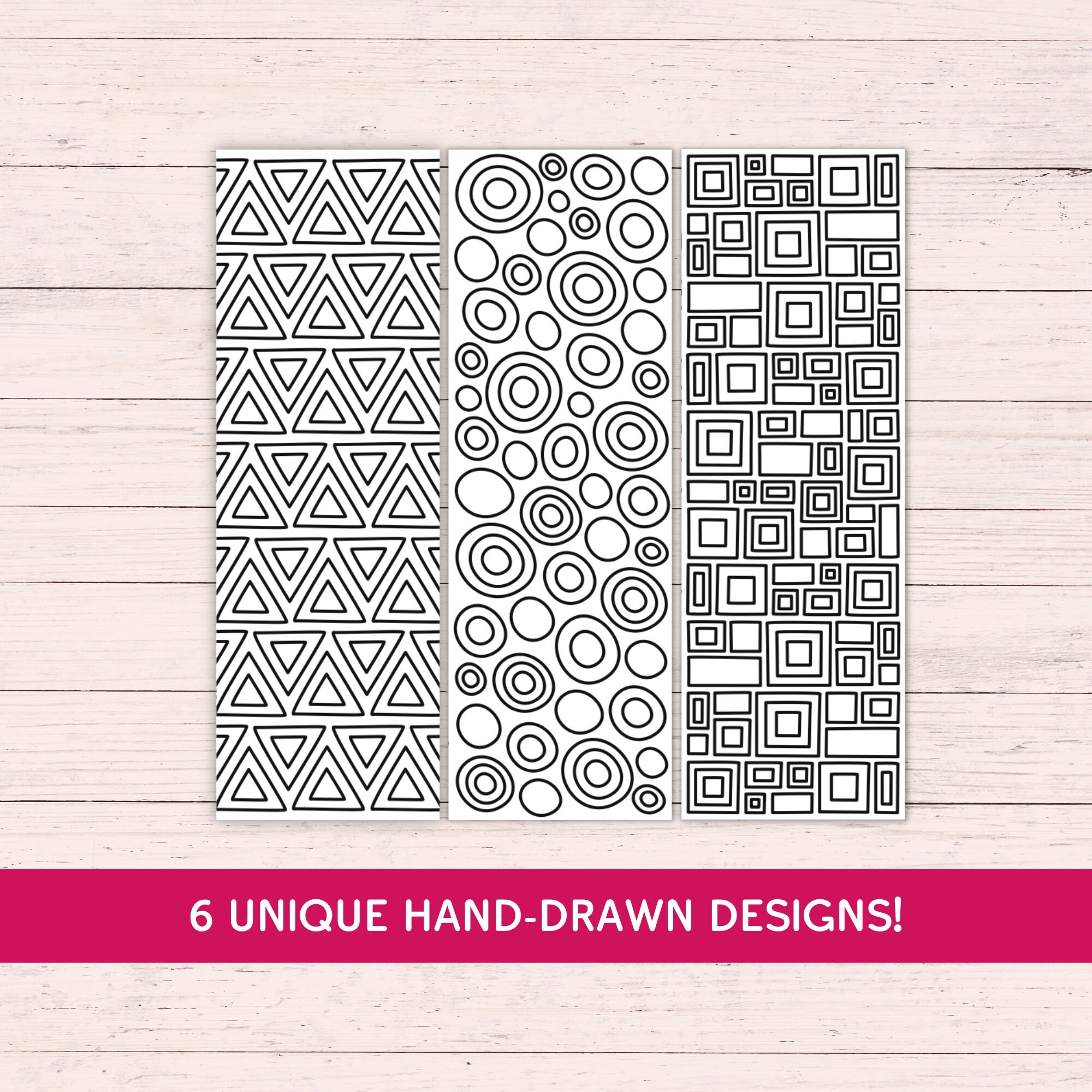 Printable Geometric Coloring Bookmarks - Set of 6 - PDF Instant Digital ...