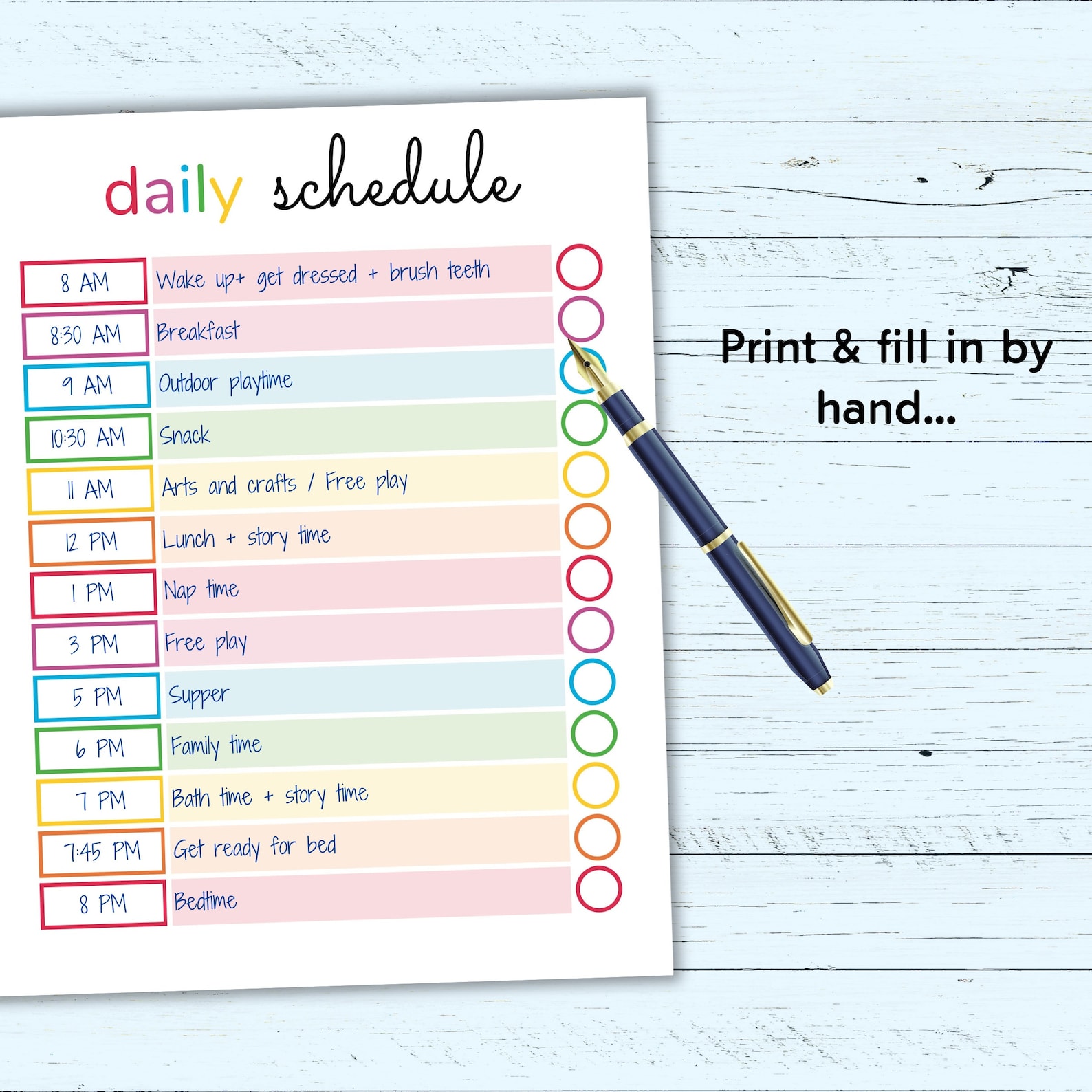Editable Daily Schedule Template for Kids Printable Kids' Daily ...
