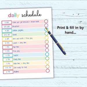 Editable Daily Schedule Template for Kids - Printable Kids' Daily ...
