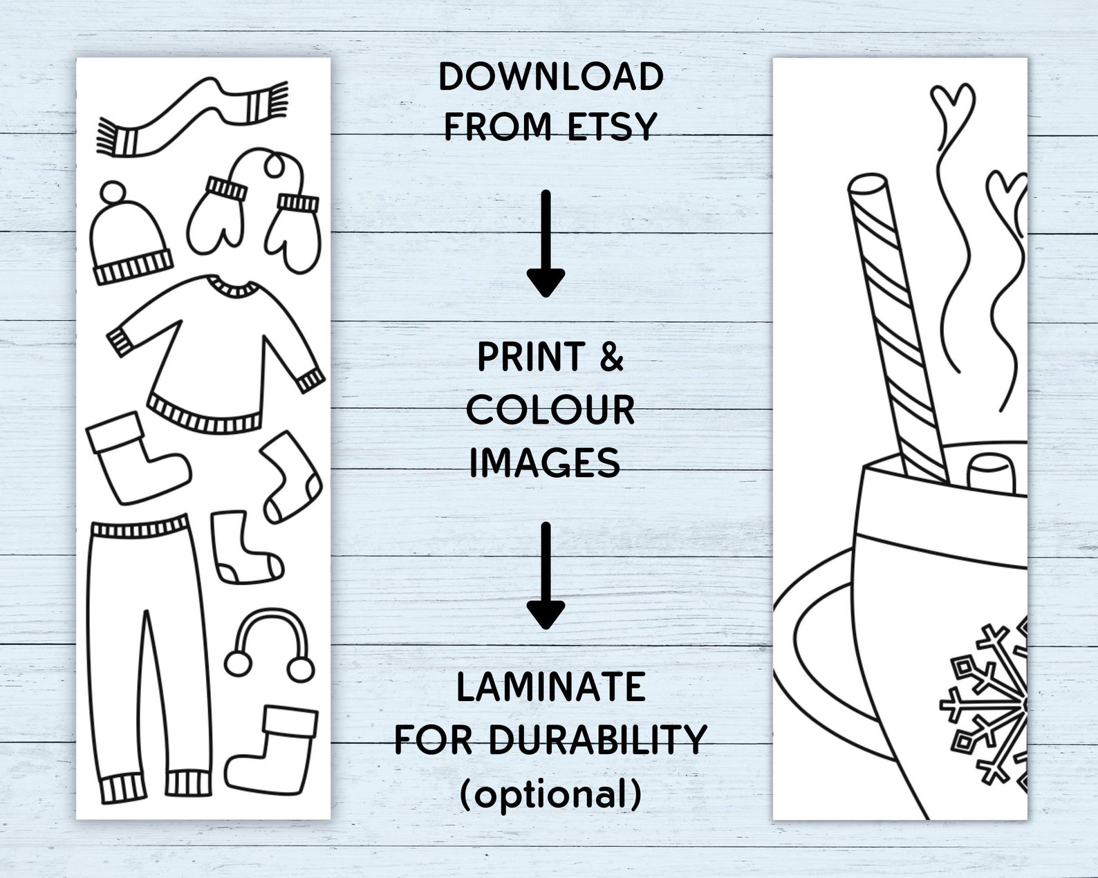 Printable Winter Coloring Bookmarks Set of 6 PDF Instant - Etsy Canada
