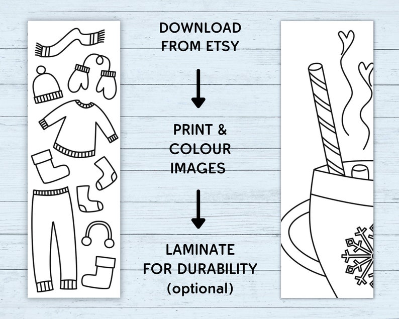 Printable Winter Coloring Bookmarks Set of 6 PDF Instant - Etsy Canada