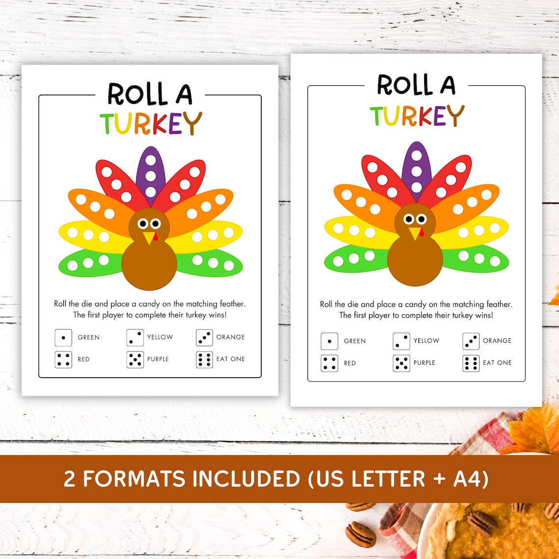 Roll a Turkey Game - Printable Thanksgiving Game - Fall Activity for ...