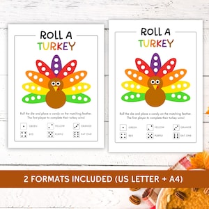 Roll a Turkey Game - Printable Thanksgiving Game - Fall Activity for ...