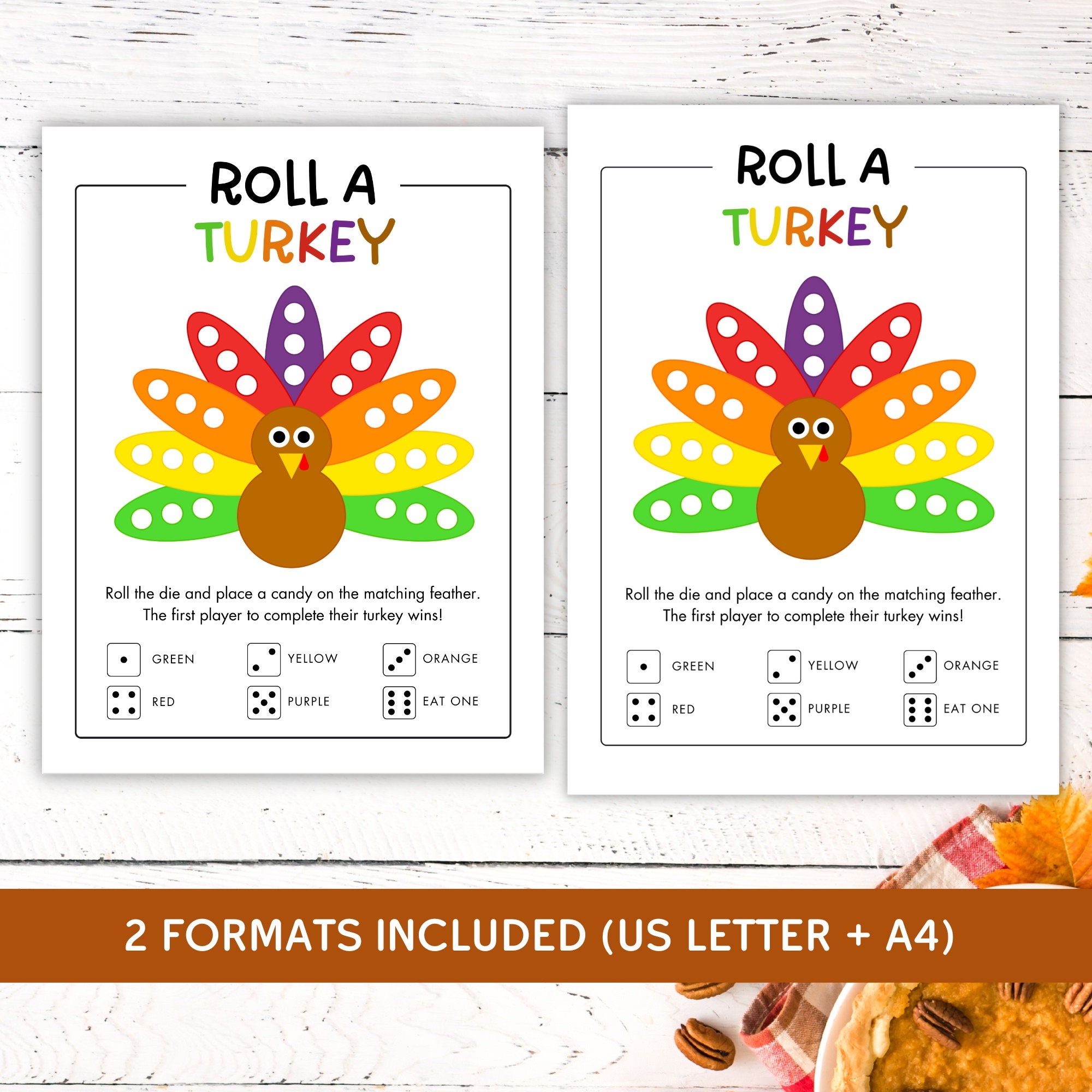 Roll a Turkey Game - Printable Thanksgiving Game - Fall Activity for ...