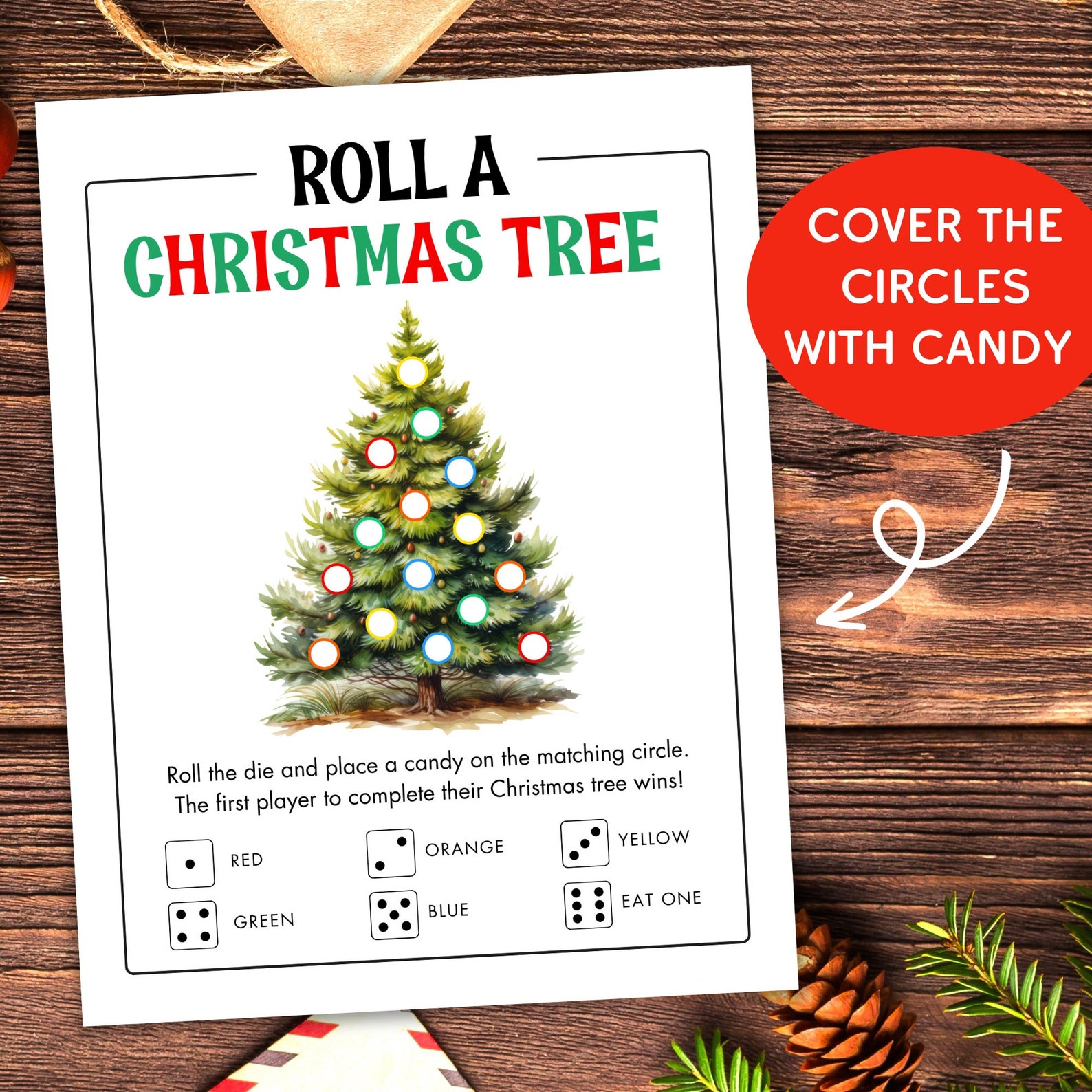 Roll a Christmas Tree Game - Printable Holiday Game - Christmas ...