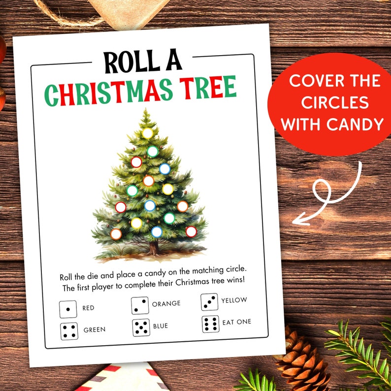 Roll a Christmas Tree Game - Printable Holiday Game - Christmas ...
