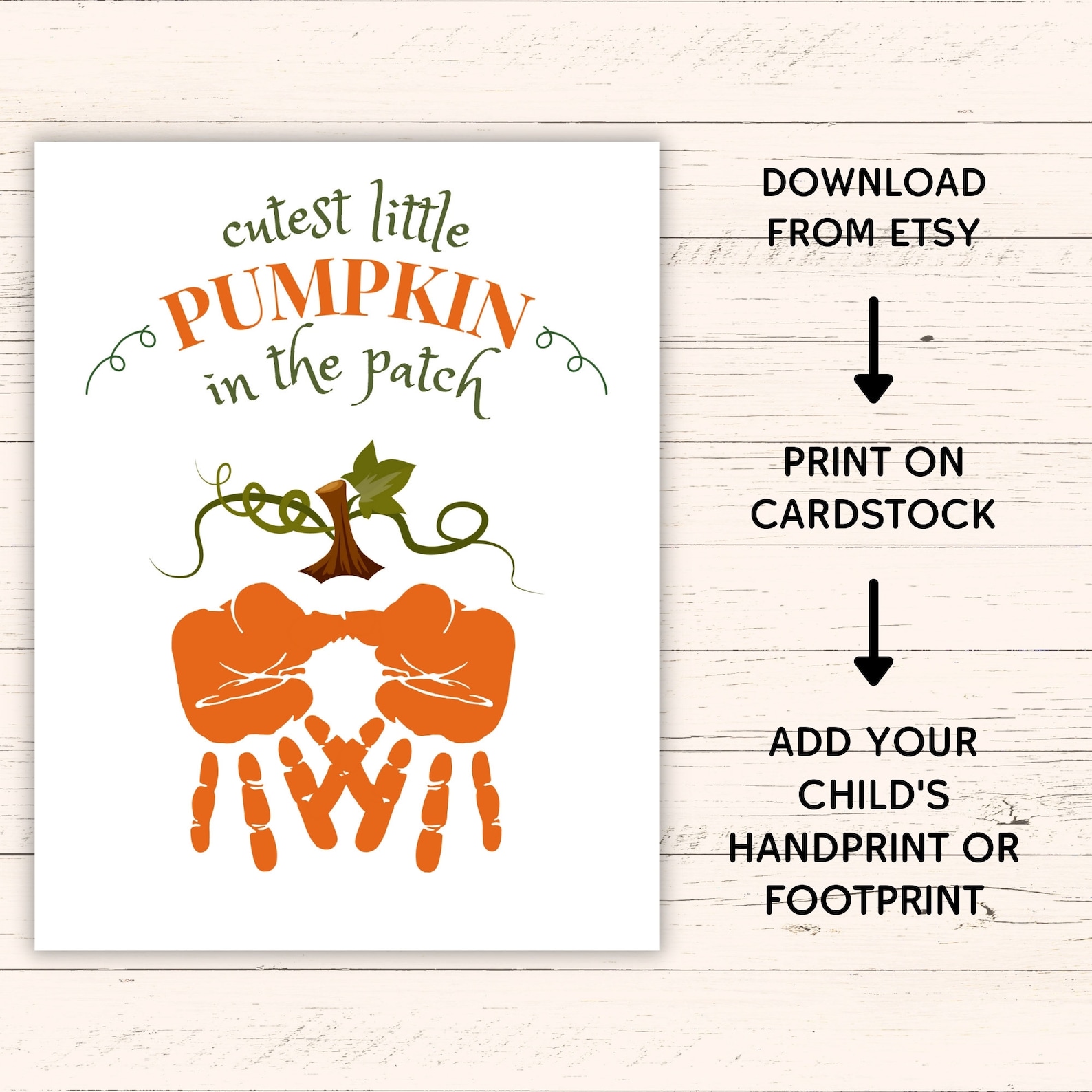 Printable "cutest Pumpkin in the Patch" Handprint + Footprint Art ...