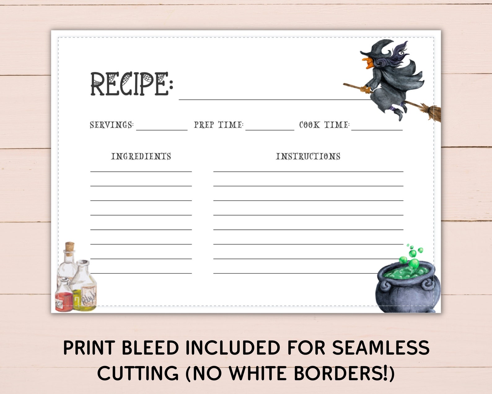 Printable Halloween Recipe Card Bundle Editable Recipe Card Template ...