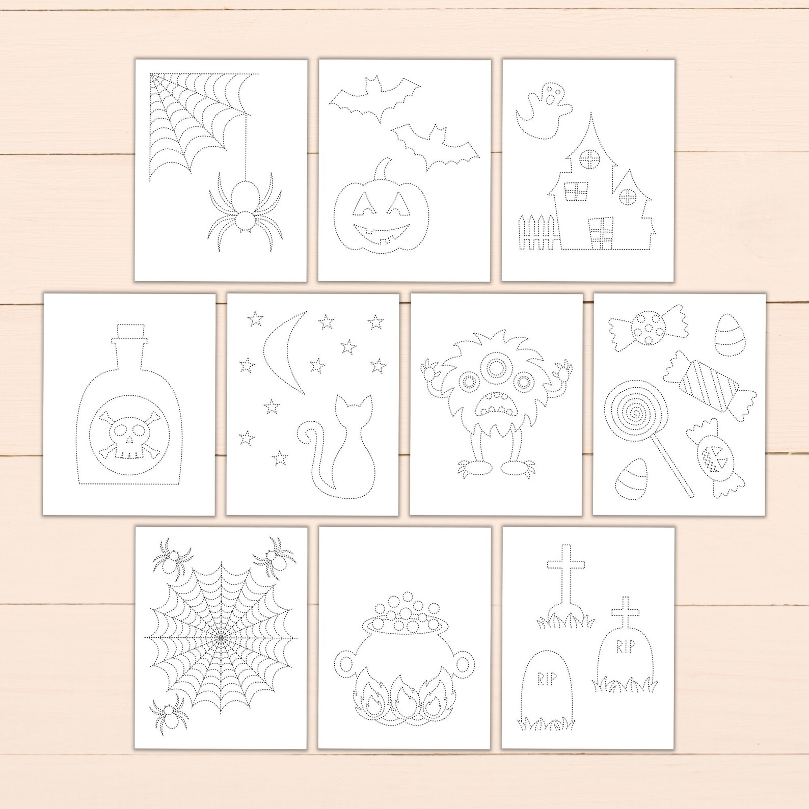 Printable Halloween Trace & Color Sheets Tracing Worksheets for ...