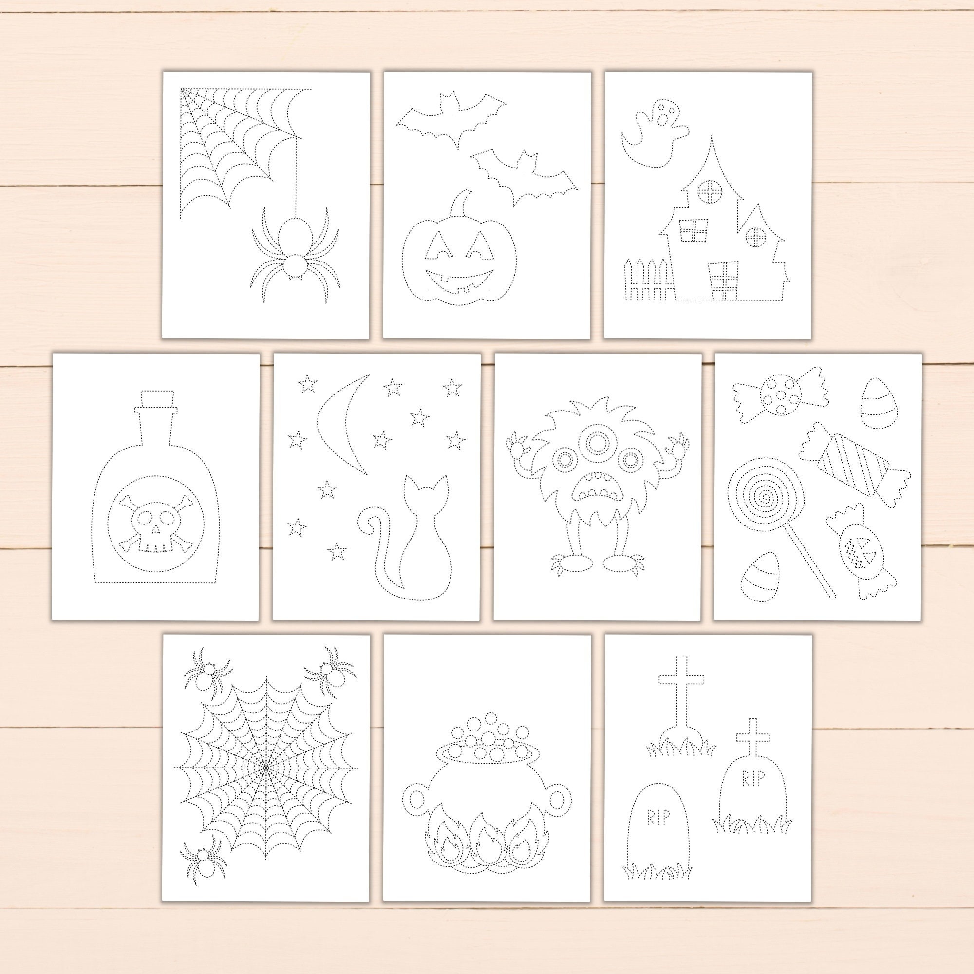 Printable Halloween Trace & Color Sheets Tracing Worksheets for ...