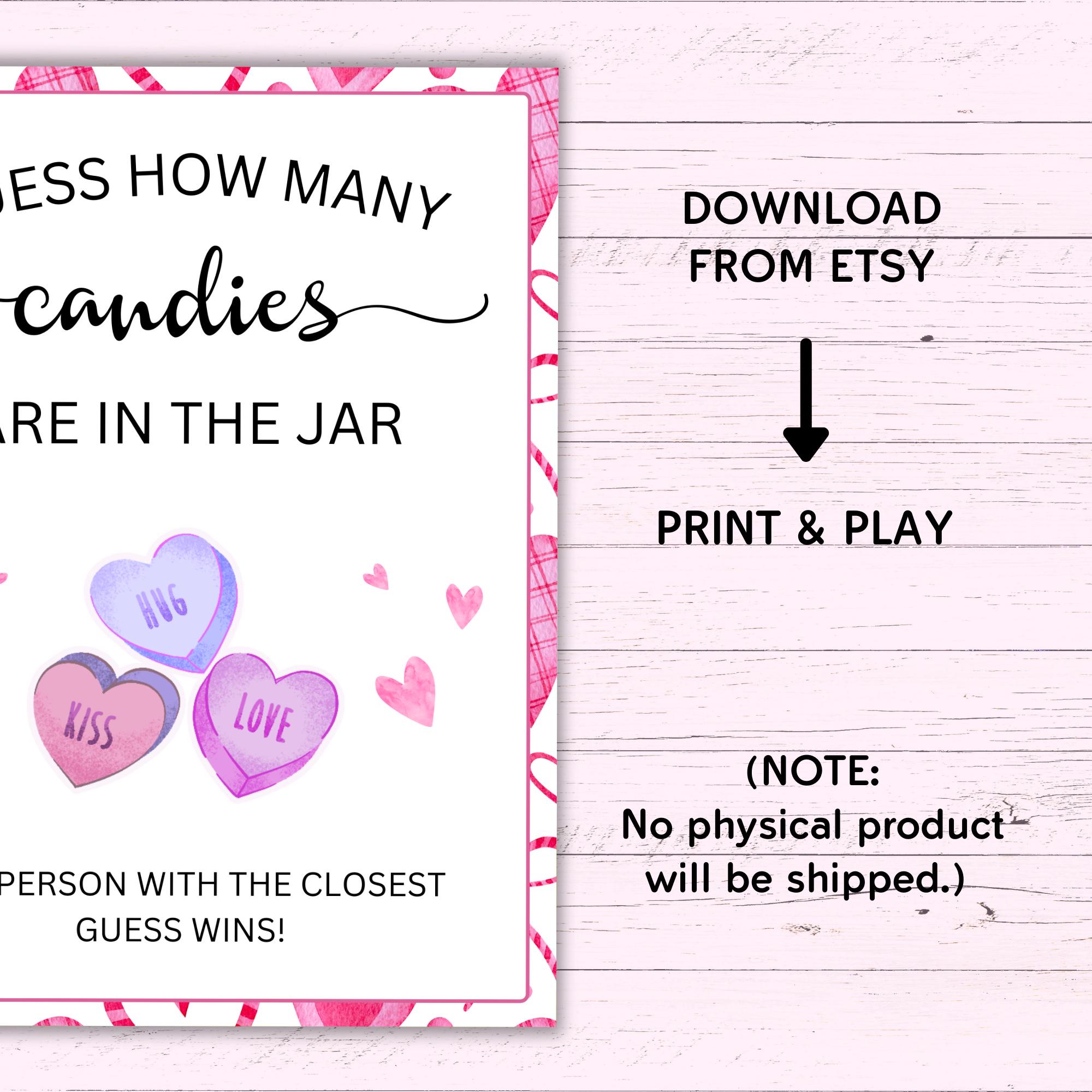 Valentine Candy Guessing Game - Valentine Guessing Jar Game - Classroom ...
