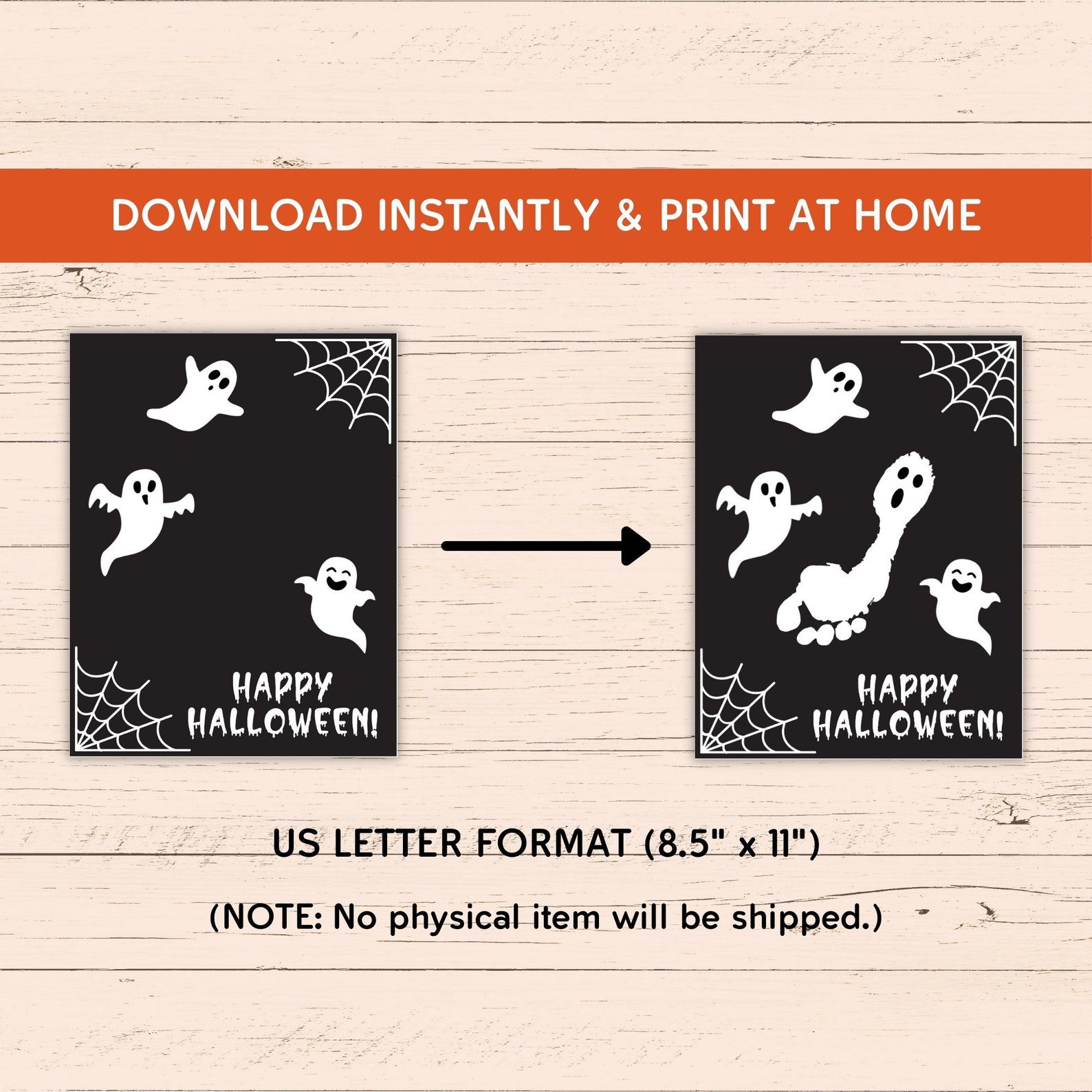 Halloween Ghost Footprint Craft Template - Footprint Art Kit for Kids ...
