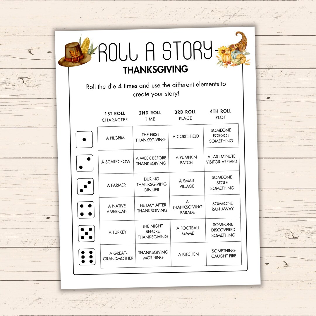 Thanksgiving Roll a Story - Creative Writing Prompt Activity ...