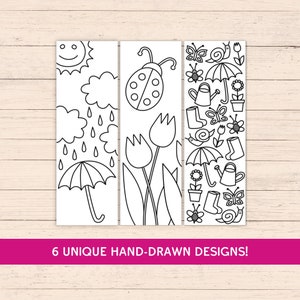 Printable Spring Coloring Bookmarks - Set of 6 - PDF Instant Digital ...