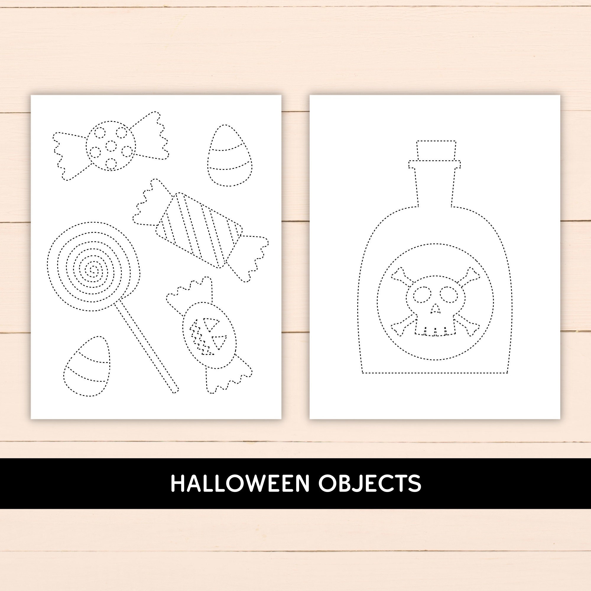 Printable Halloween Trace & Color Sheets - Tracing Worksheets for ...
