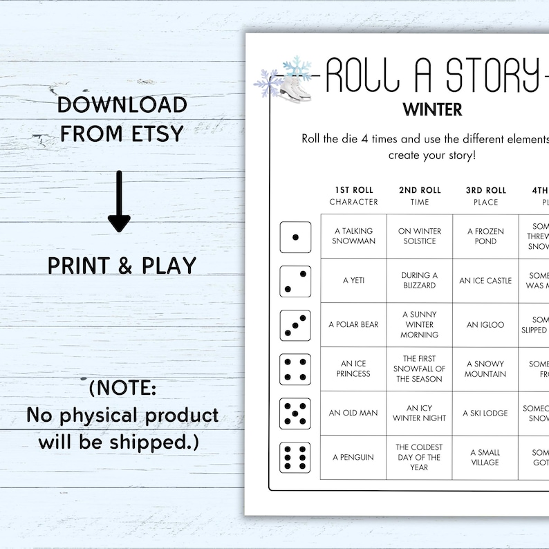 Winter Roll a Story - Creative Writing Prompt Activity - Printable ...