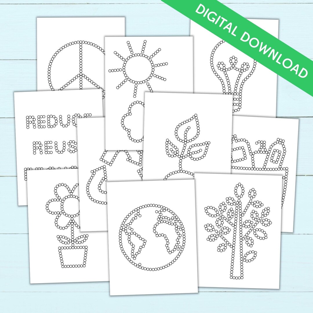 Earth Day Q-tip Tracing Sheets Printable Preschool - Etsy