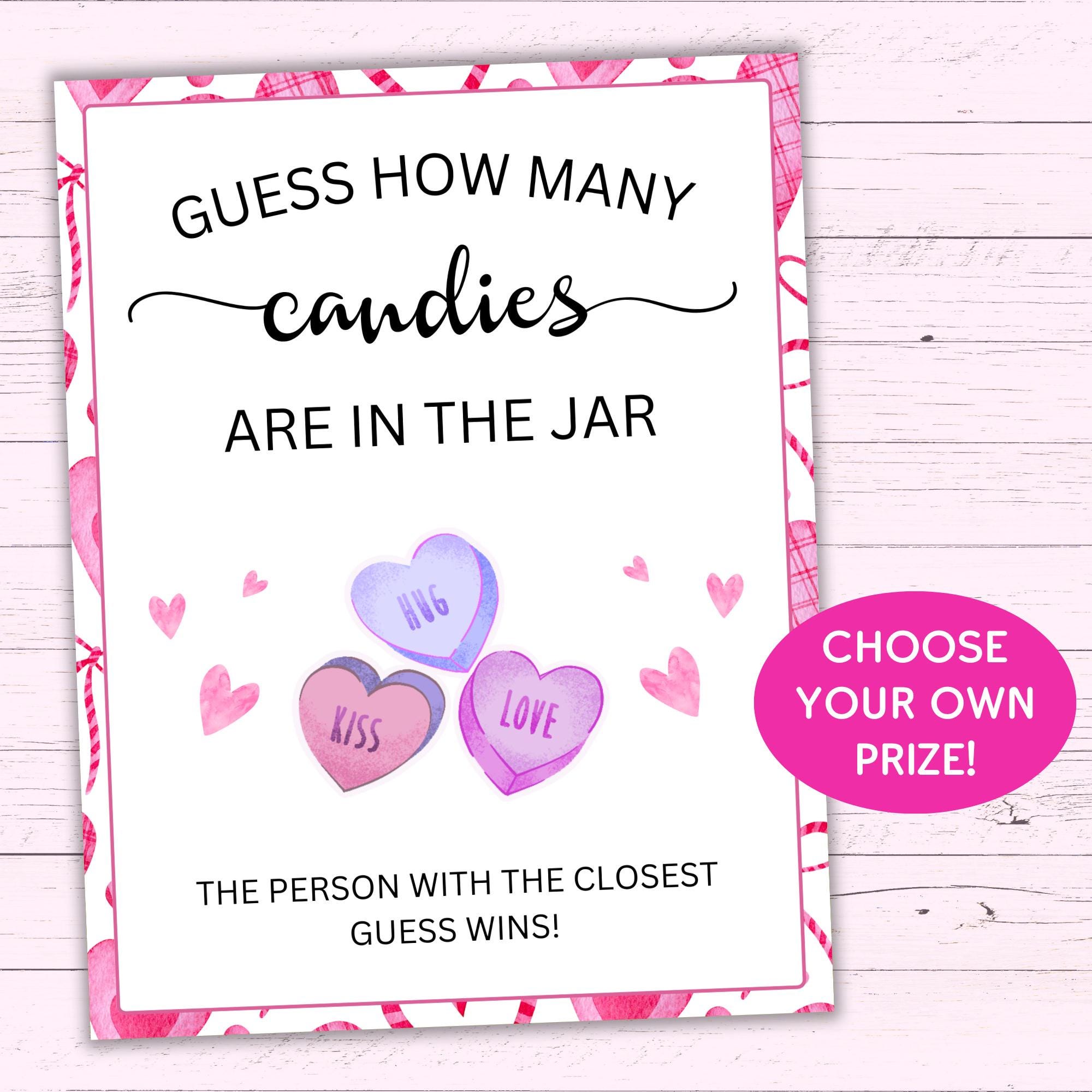 Valentine Candy Guessing Game - Valentine Guessing Jar Game - Classroom ...