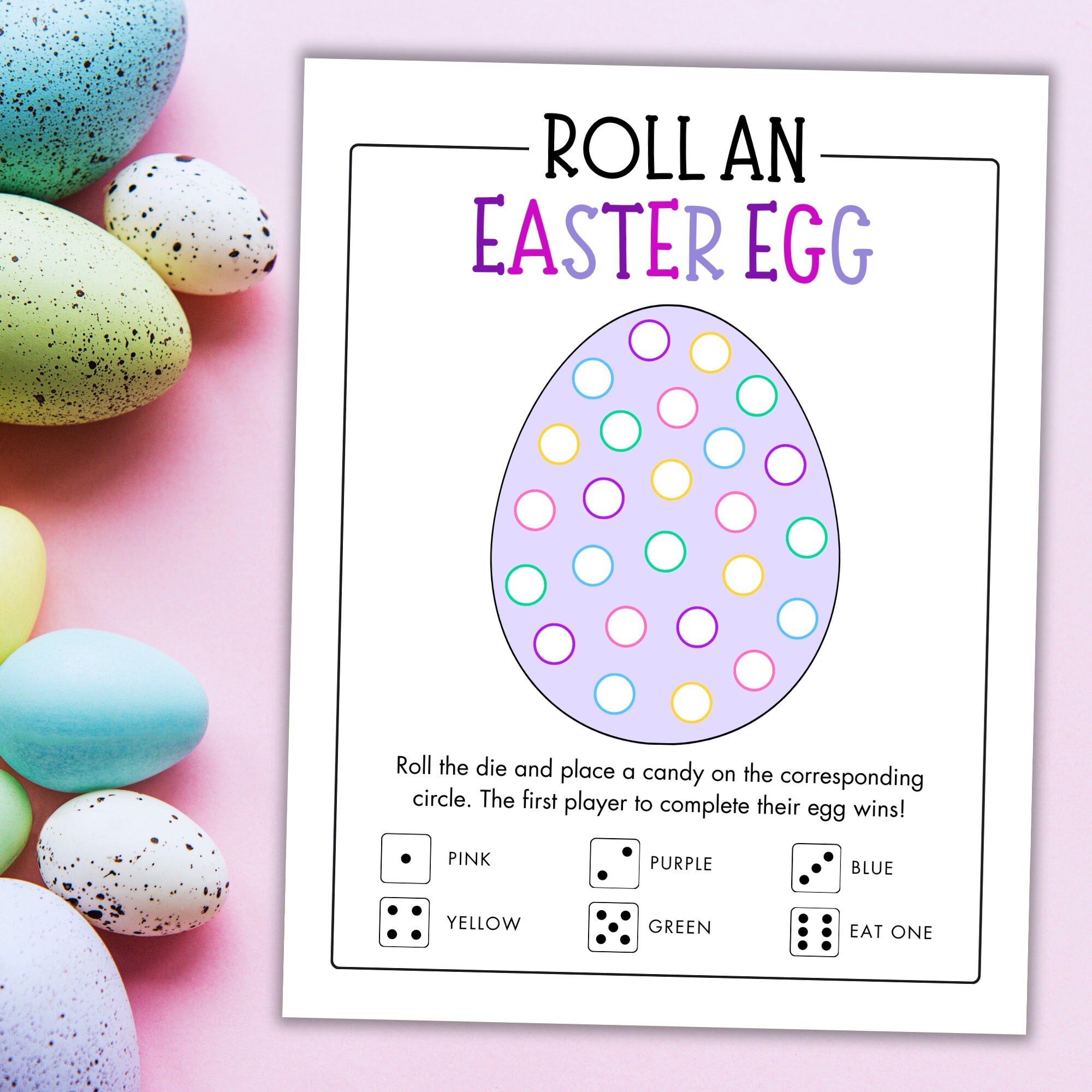 Easter Roll an Egg Game - Easter Egg Roll Game - Easter Classroom Party ...