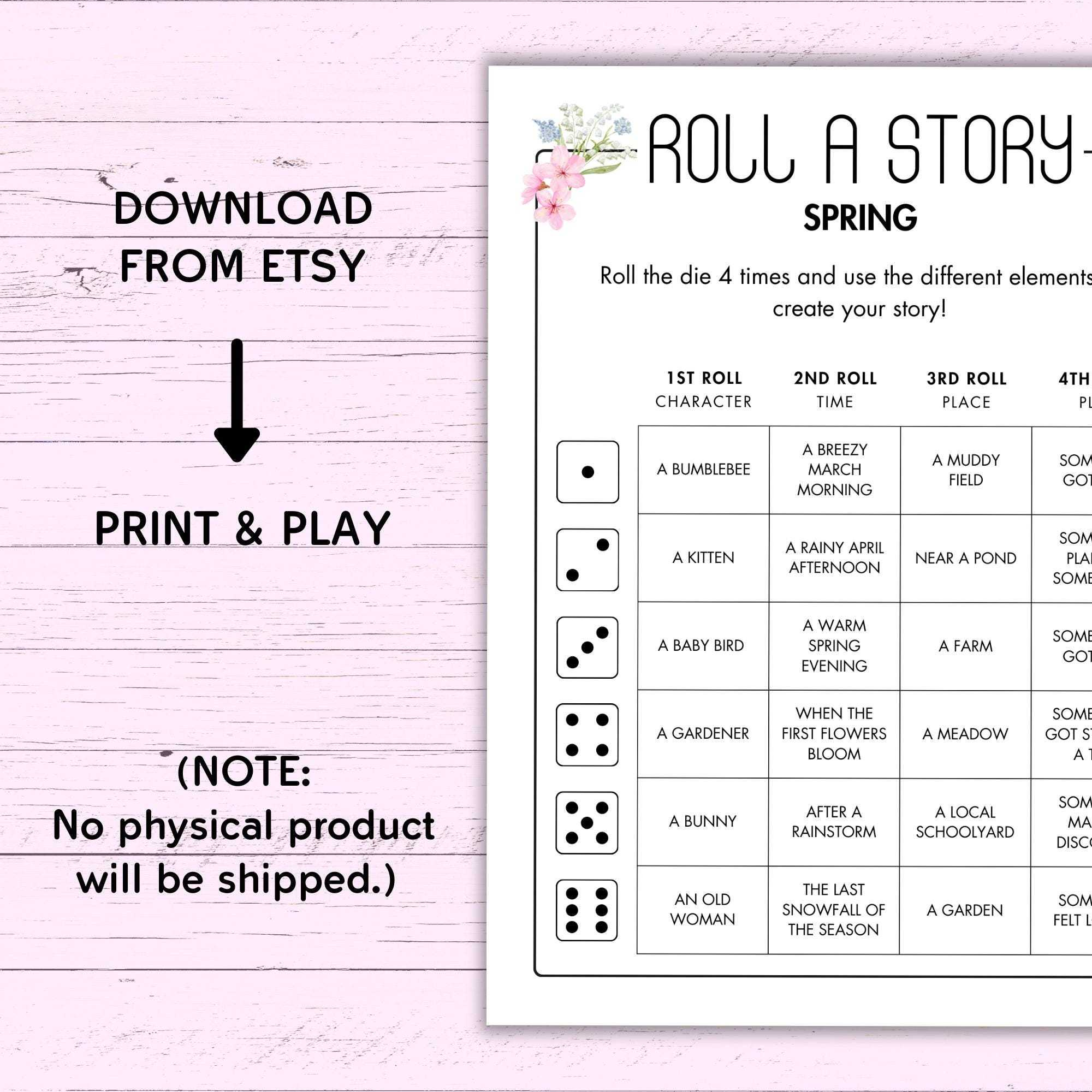 Spring Roll a Story - Creative Writing Prompt Activity - Printable ...