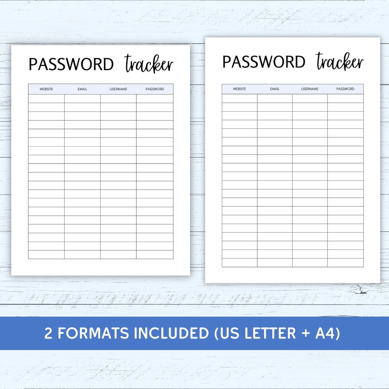 Password Tracker Printable - Fillable PDF - Password Keeper - Password ...