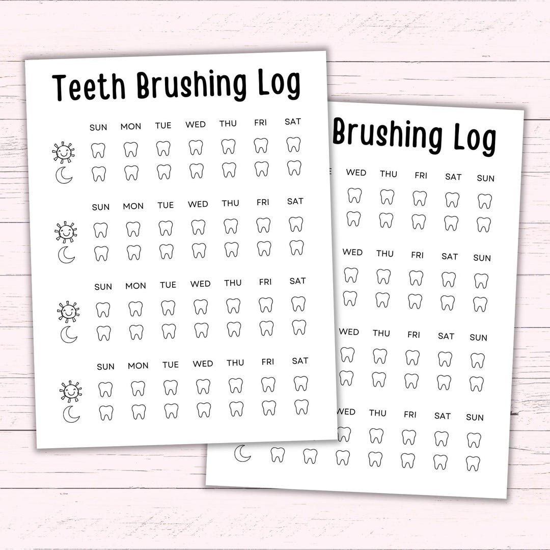 Weekly Teeth Brushing Tracker - Printable Teeth Brushing Log - Dental ...