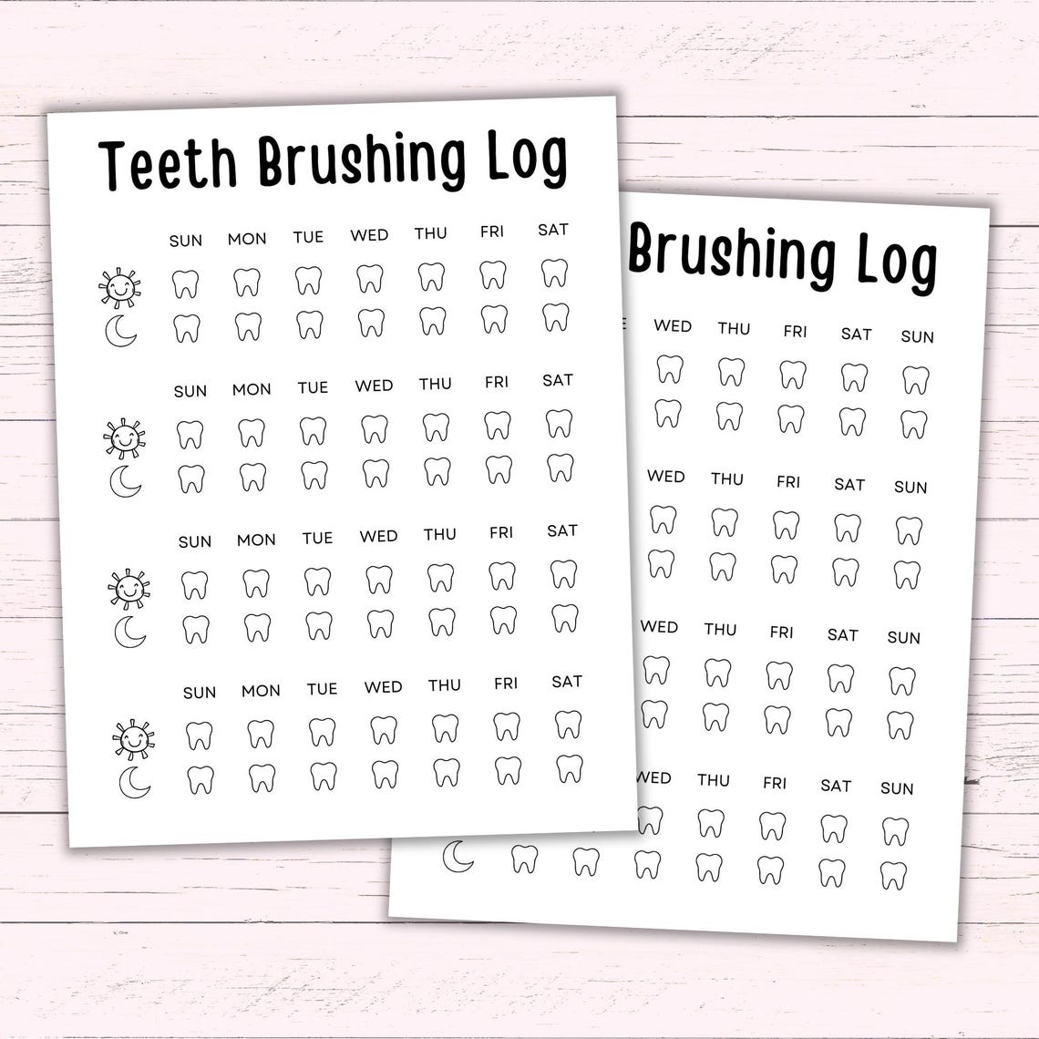 Weekly Teeth Brushing Tracker - Printable Teeth Brushing Log - Dental ...