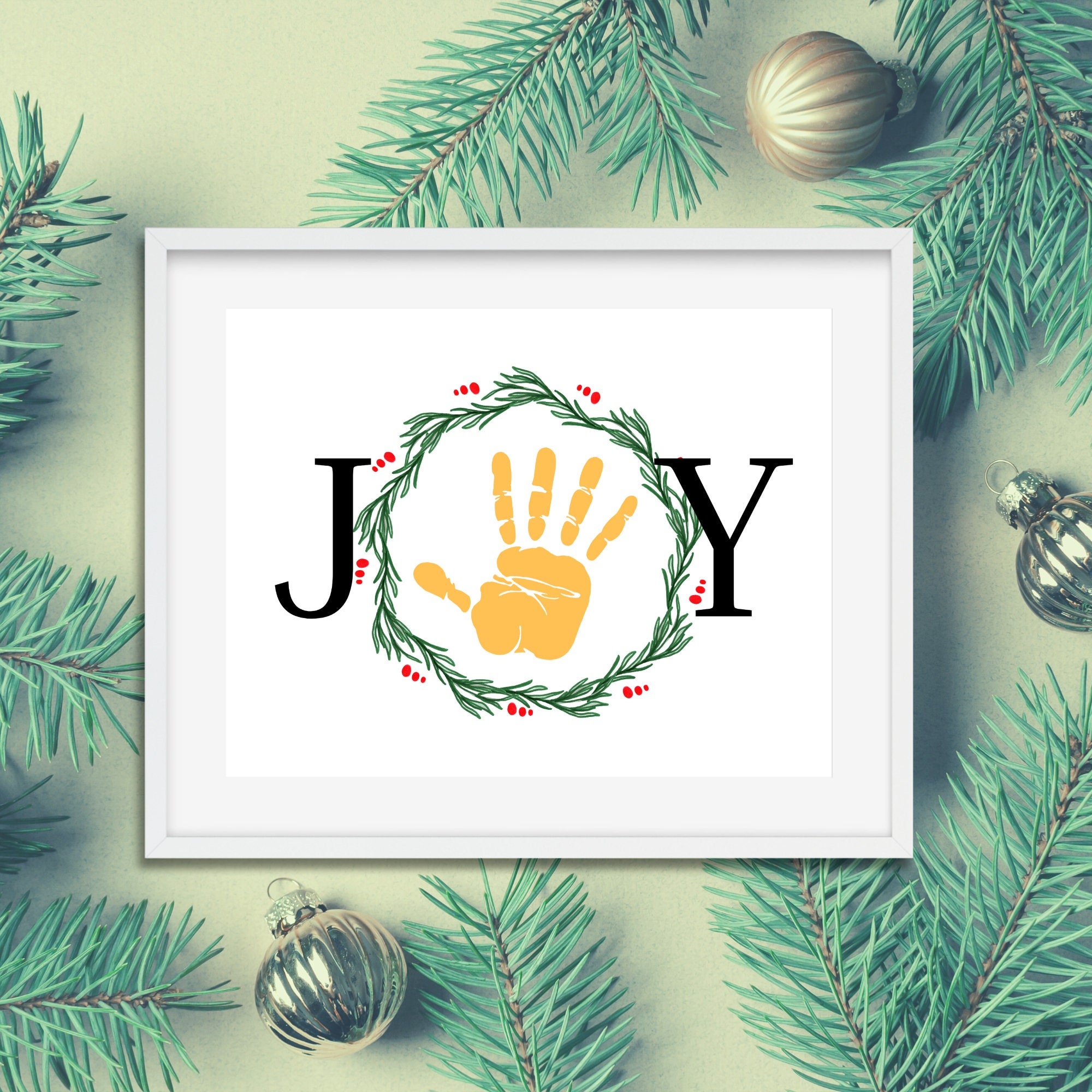 JOY Christmas Handprint Art Template - Christmas Handprint Keepsake ...