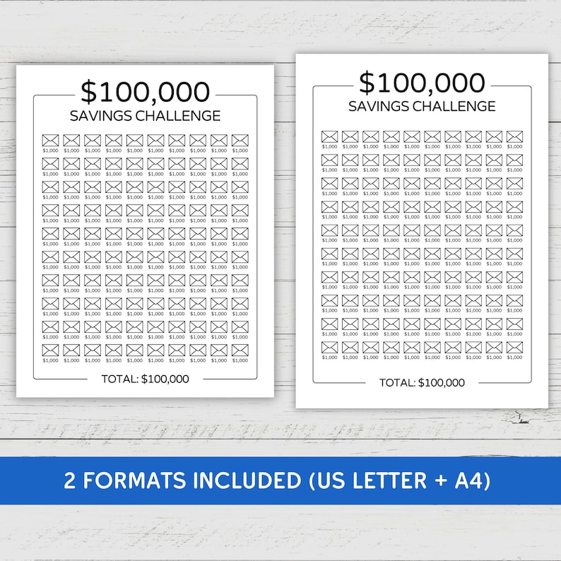 100 Envelopes Savings Challenge Bundle Savings Tracker Printable for 5K ...