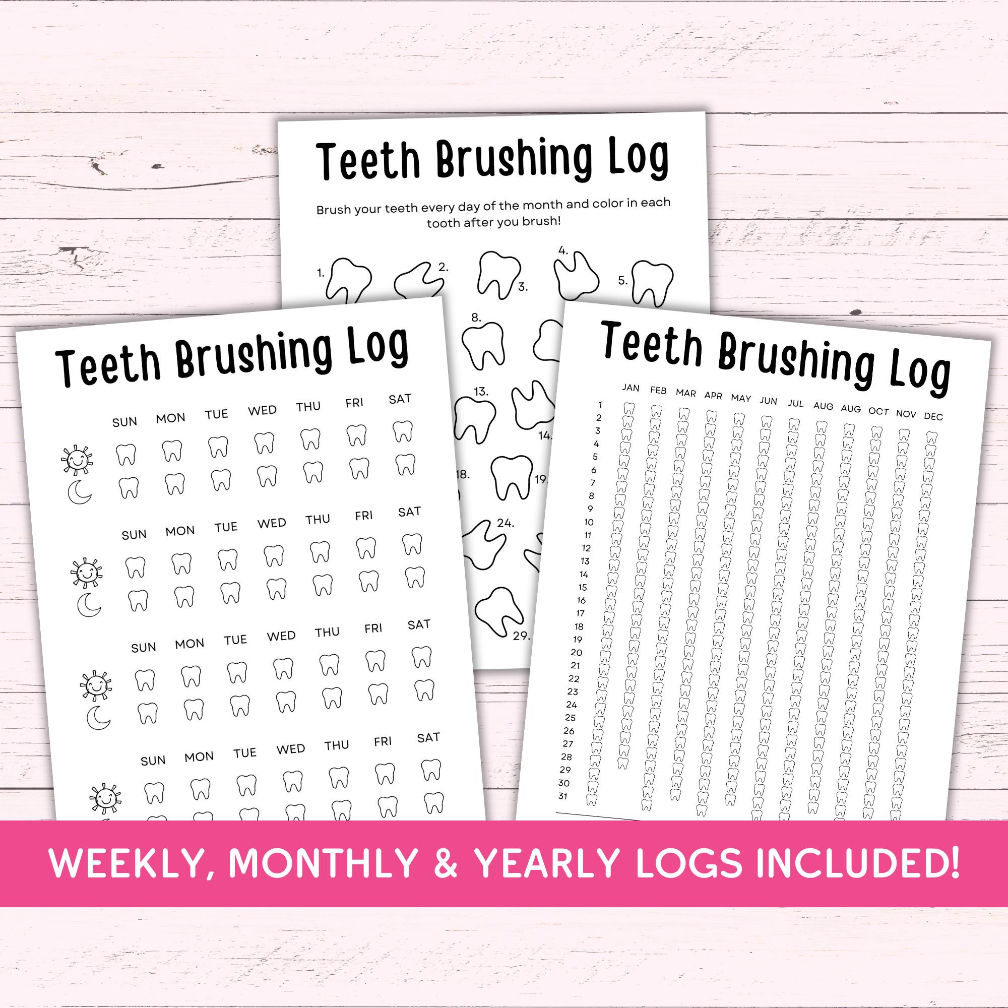 Teeth Brushing Tracker Bundle - Printable Teeth Brushing Log - Kids ...
