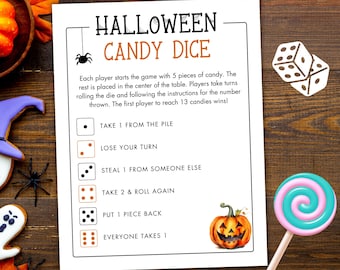 Halloween Dice Game Printable | Halloween Dice Candy Game | Halloween ...