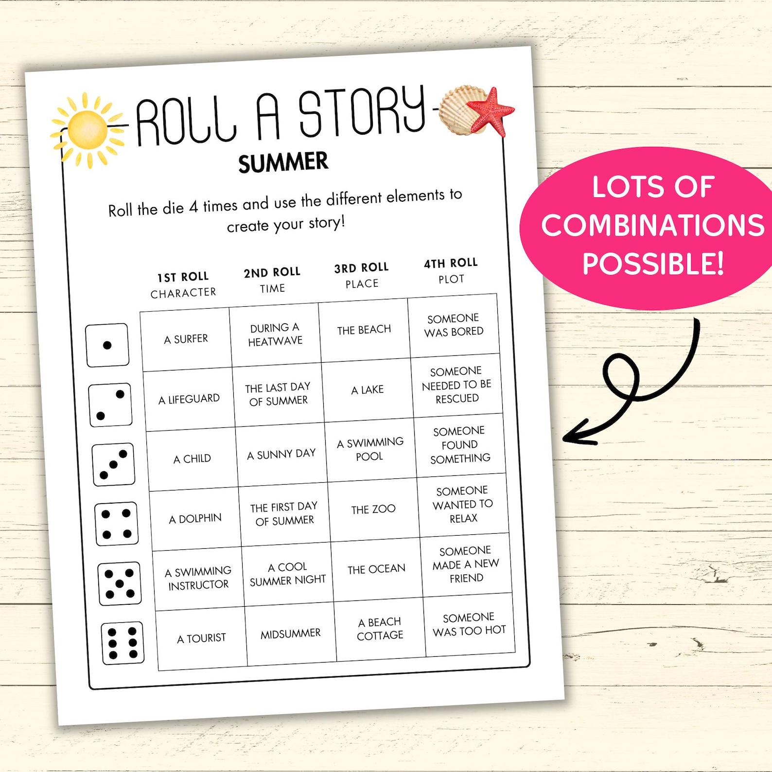 Summer Roll a Story - Creative Writing Prompt Activity - Printable ...