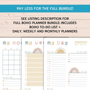 Printable Boho Monthly Planner - US Letter + A4 - Editable Instant ...
