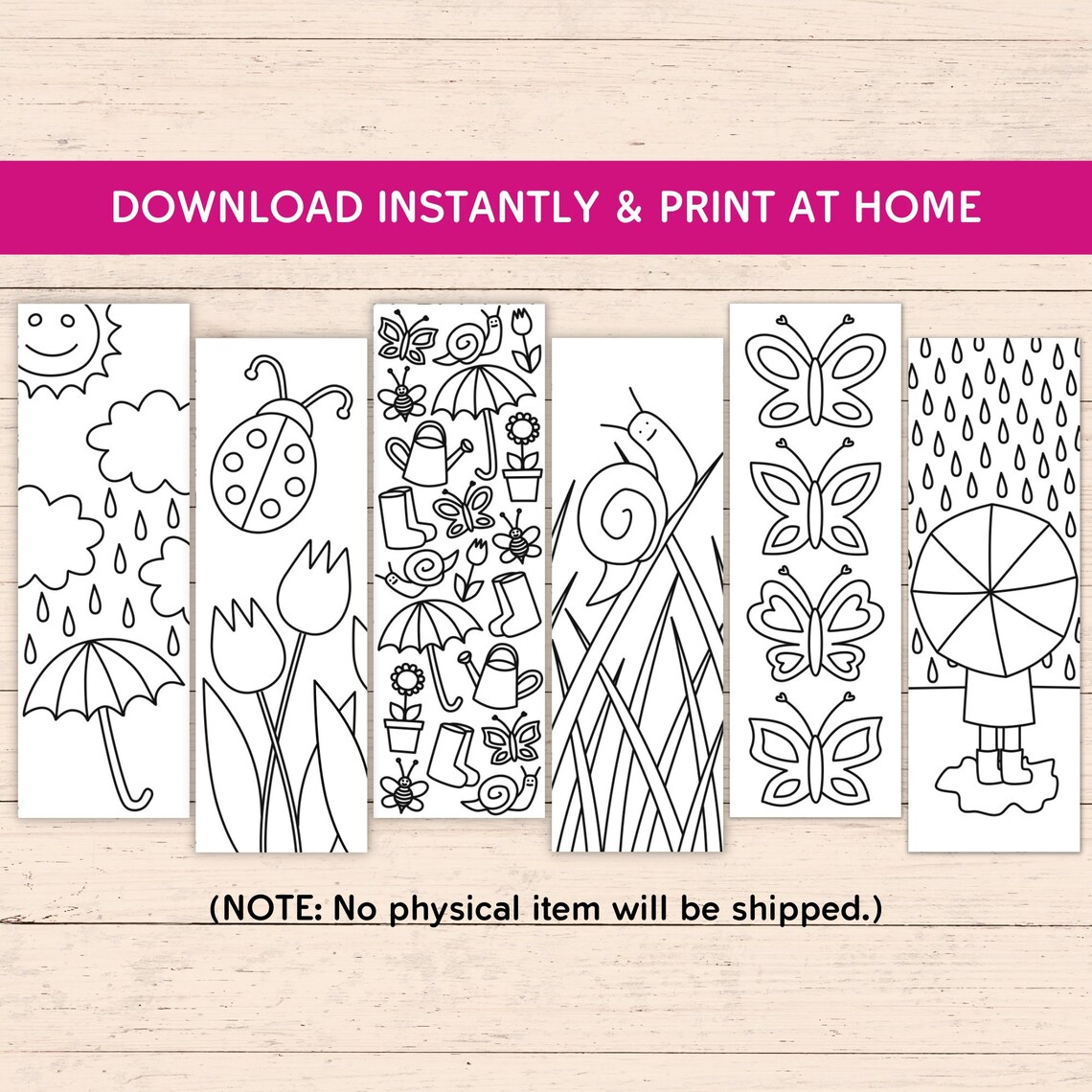Printable Spring Coloring Bookmarks Set of 6 PDF Instant Digital ...