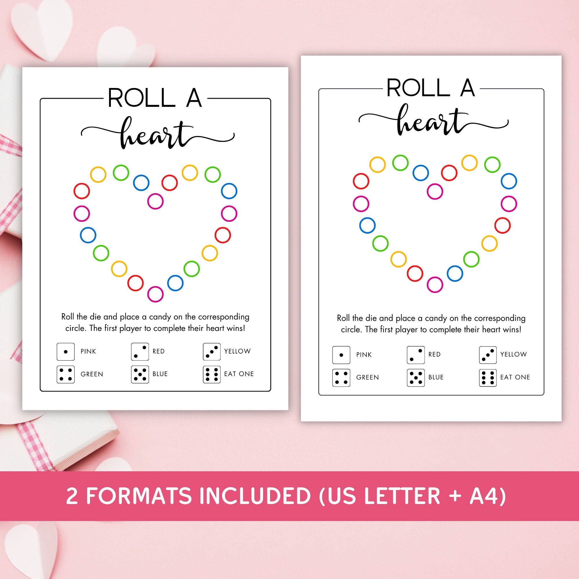 Valentine Roll a Heart Game - Heart Candy Dice Game - Classroom ...