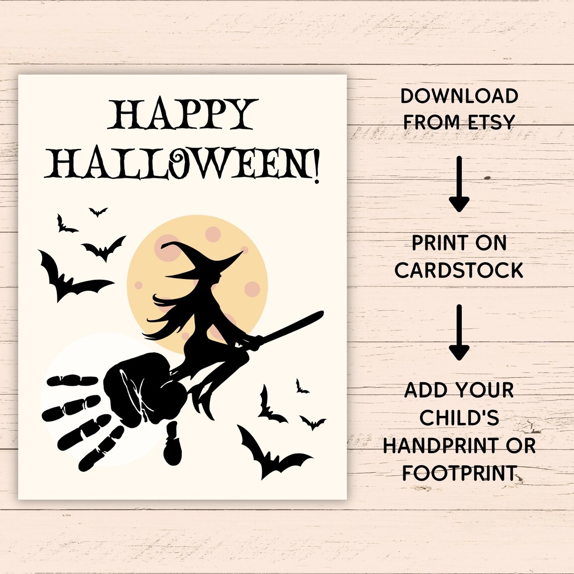 Halloween Witch's Broom Handprint Craft Template - Handprint Art Kit ...