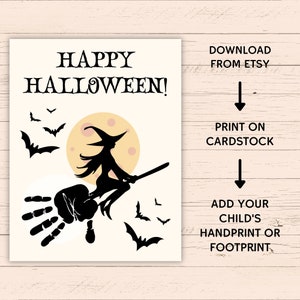 Halloween Witch's Broom Handprint Craft Template - Handprint Art Kit ...