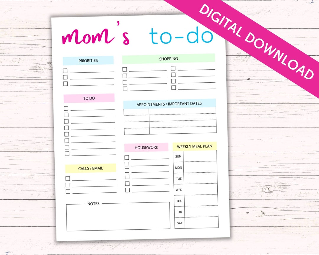 Printable Mom To-do List US Letter A4 Editable Instant - Etsy Australia