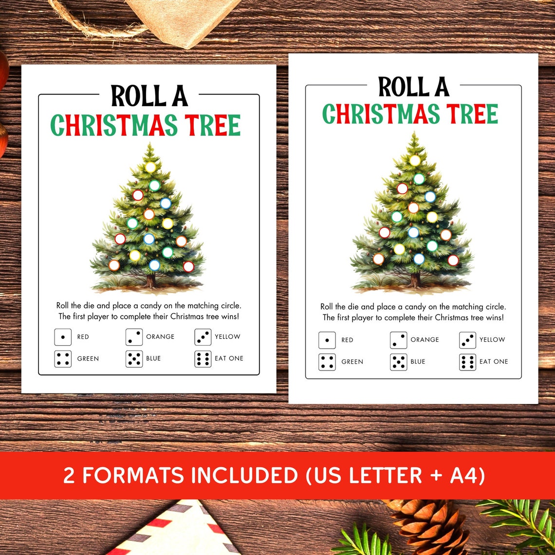 Roll a Christmas Tree Game - Printable Holiday Game - Christmas ...