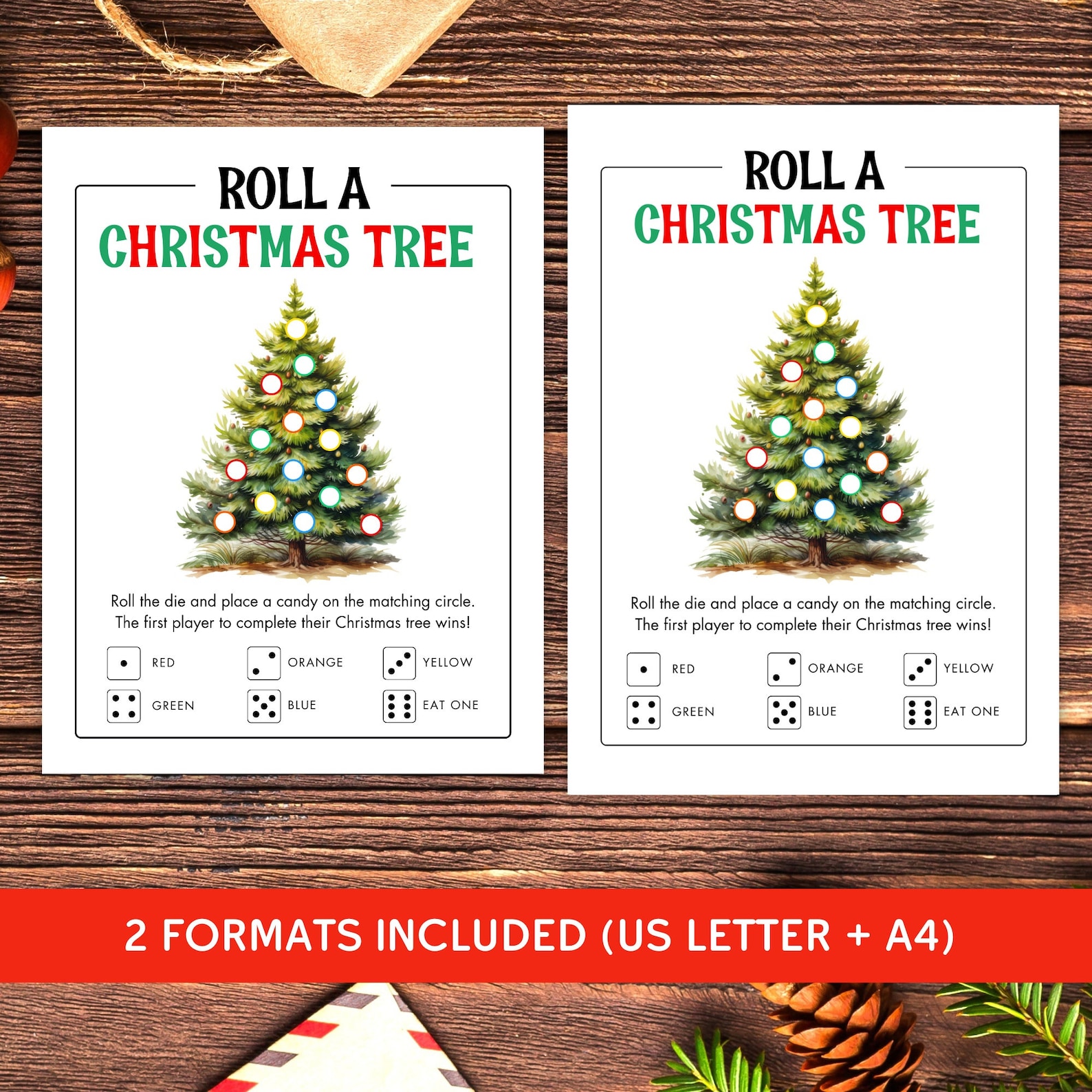 Roll a Christmas Tree Game - Printable Holiday Game - Christmas ...