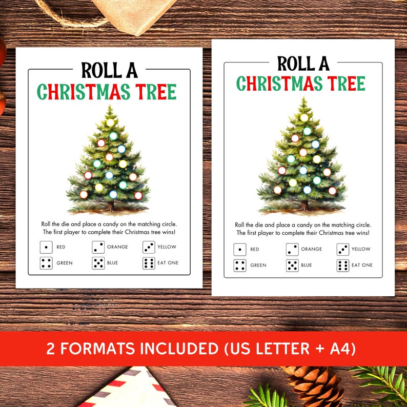 Roll a Christmas Tree Game - Printable Holiday Game - Christmas ...