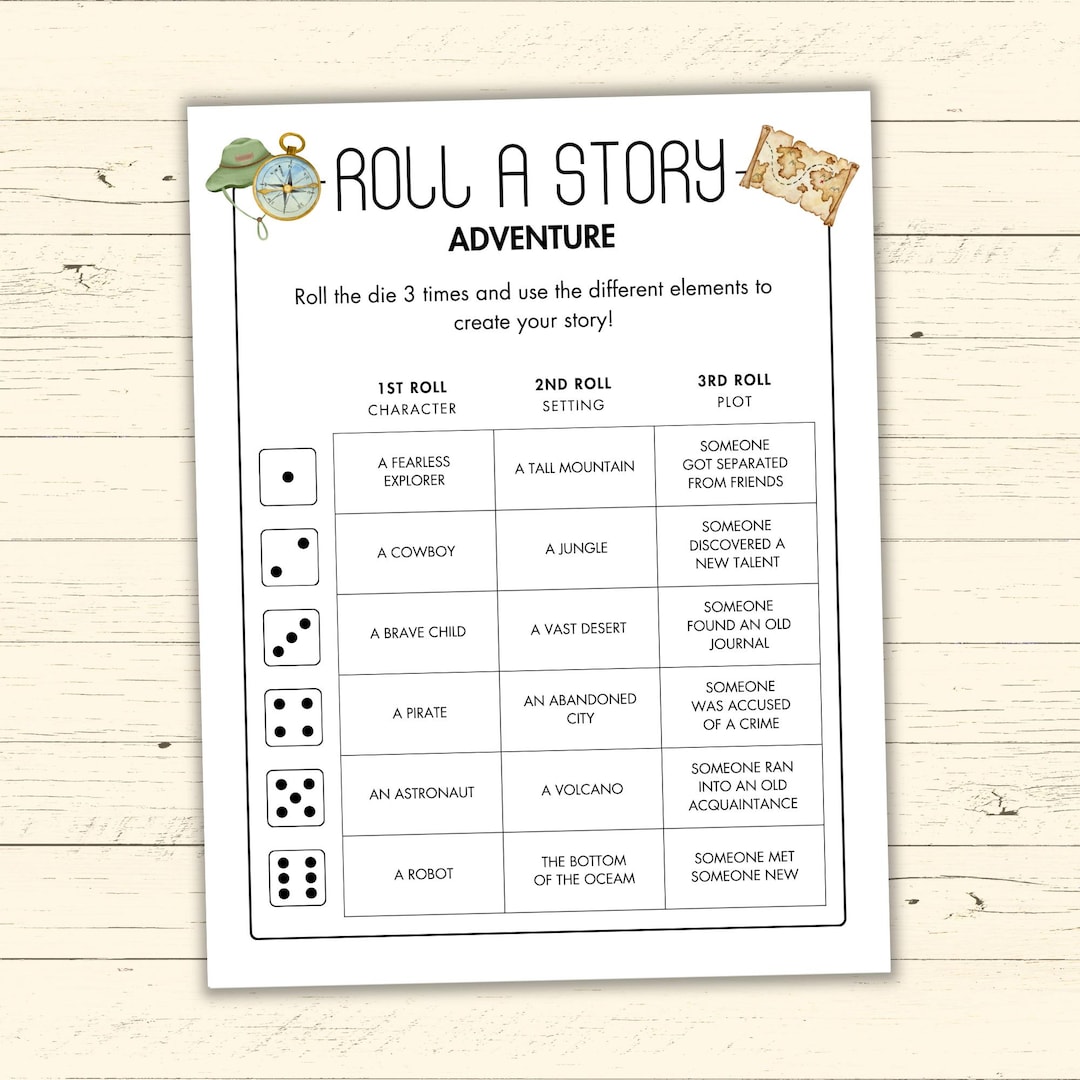 Roll a Story Adventure - Creative Writing Prompt Activity - Printable ...