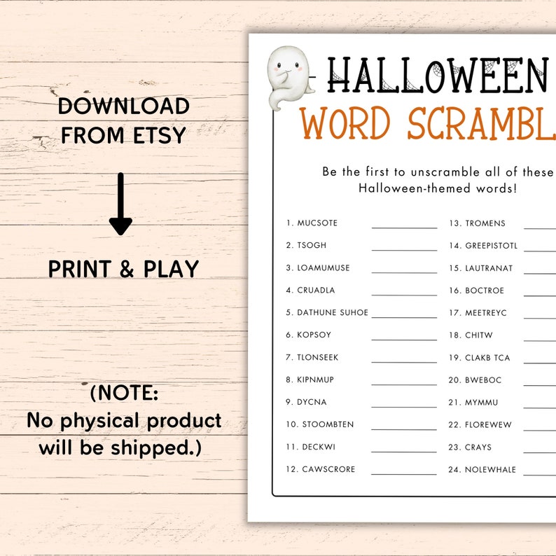 Halloween Word Scramble - Printable Halloween Activity - Halloween ...