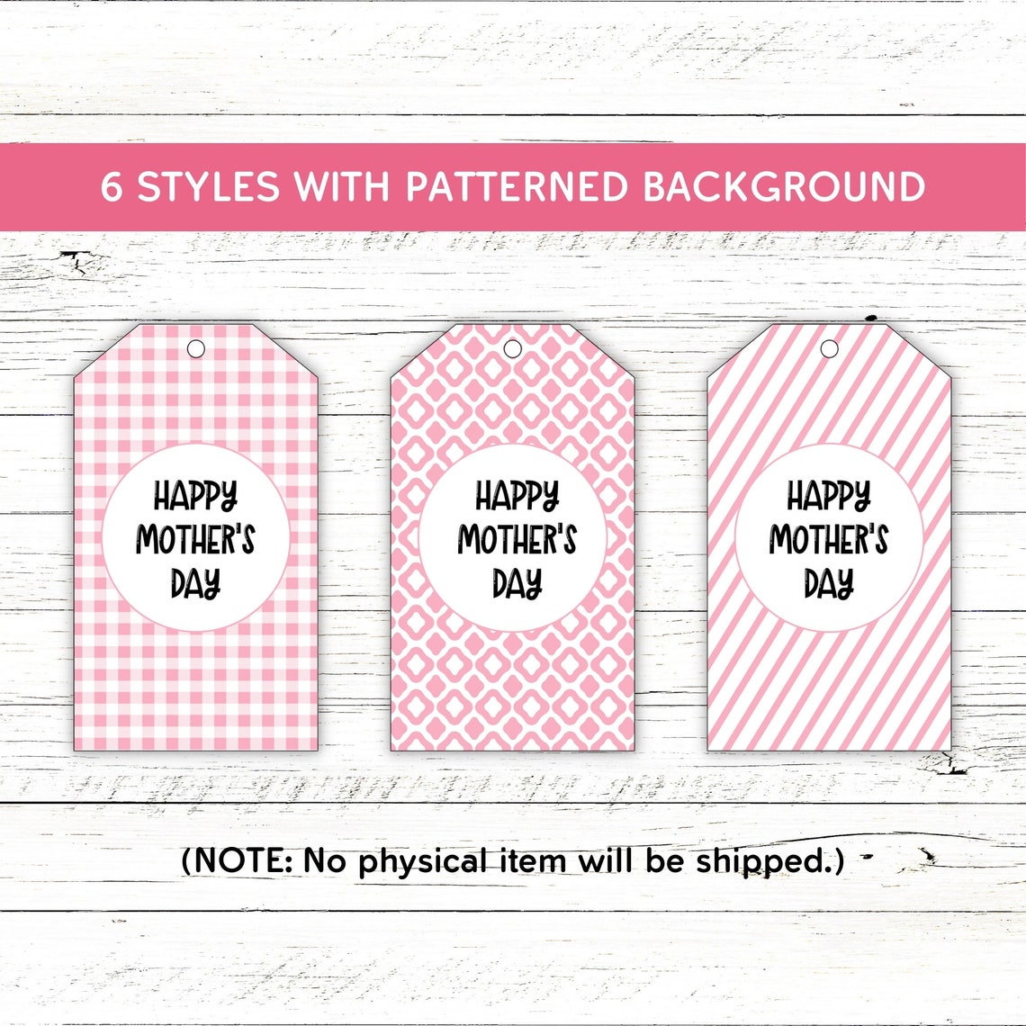 Printable Mother's Day Gift Tag Bundle With Pink Patterned Background ...